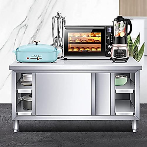 Commercial Kitchen Work Catering Table for Hotel, Commercial Home Kitchen Work Table Kitchen Workstation Stainless Steel Work Table Heavy Duty for Restaurant, Home and Hotel Rack (Size : 100x60x80cm