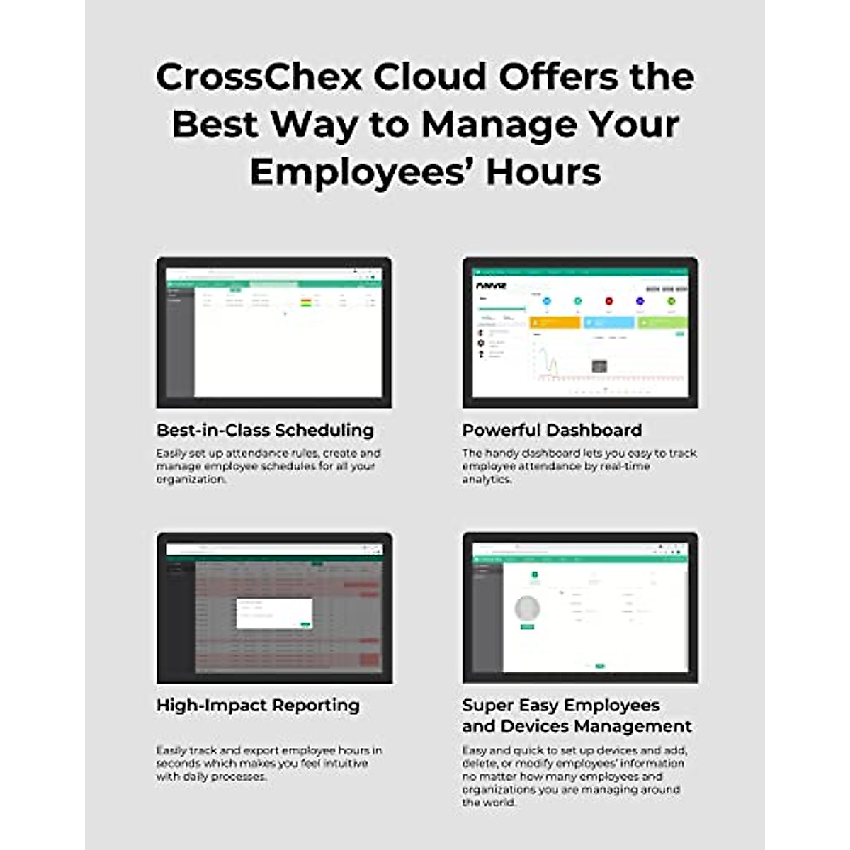 ANVIZ Time Clock - CX7 Face Biometric Time Attendance Machine for Employees Small Business - Face + RFID + Pin Punching in one, Support Door Access, Up to 1,500 Users with Professional Cloud Software