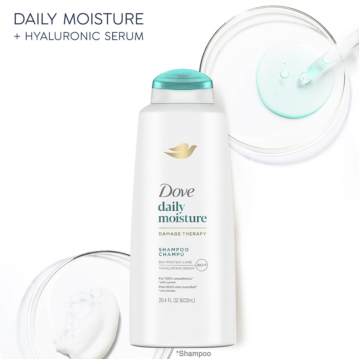 Dove Damage Therapy Shampoo Daily Moisture for Dry Hair Shampoo with Bio-Protein Care 20.4 fl oz
