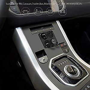 Kohree 12V Marine Car Charger Socket Panel, 4 in 1 Waterproof Boat Cell Phone Rocker Switch Panel with Dual QC3.0 USB Power Outlet Cigarette Lighter Socket for RV Marine Boat Camper Truck Automotive