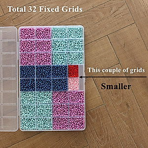 BangQiao 3 Pack Fixed 32 Grids Clear Plastic Storage Box, Transparent Organizer Container Case for Bead, Button, Jewelry, Diamond, Craft Supplies, Small Parts, Sewing Kit, DIY Accessories