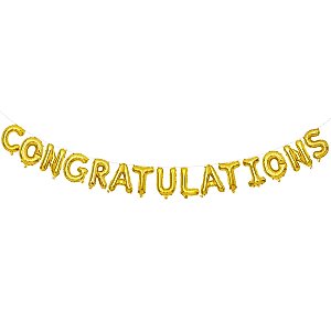 Congratulations Balloons Banner gold 16 inch letter Balloons Foil Mylar Balloons Set for Graduation Party Decorations Supplies,Congratulations Graduate Balloons Congrats Grad Party Supplies (gold)