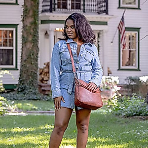 Lady Conceal Ashley Chain Concealed Carry Gun Hobo - Faux Leather Womens Concealed Carry Purse - Holstered Crossbody Handbag with Multiple Compartments & YKK Locking - Ambidextrous Access (Mahogany)