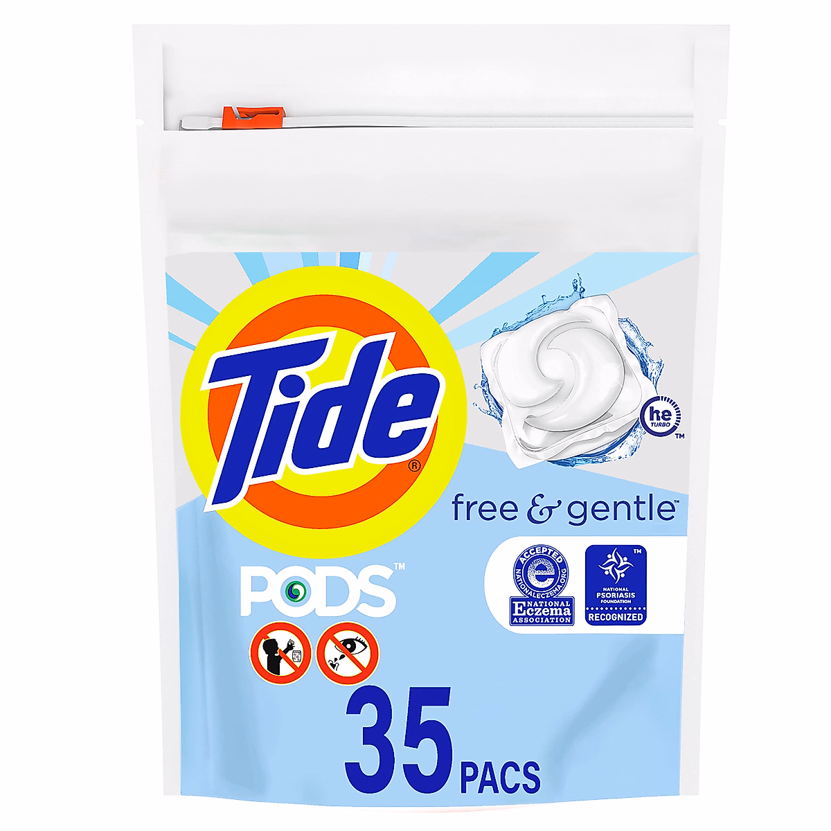 Tide PODS Free & Gentle Liquid Laundry Detergent Pacs, 35 count