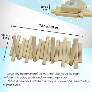 CATOMAS - Adhesive Key Holder Wall Mount - Design Wooden Key Organizer - No Drill Hooks for Wall - 3M Adhesive Hanger - 4 Key Hooks for Entryway,Bathroom,Door,Kitchen