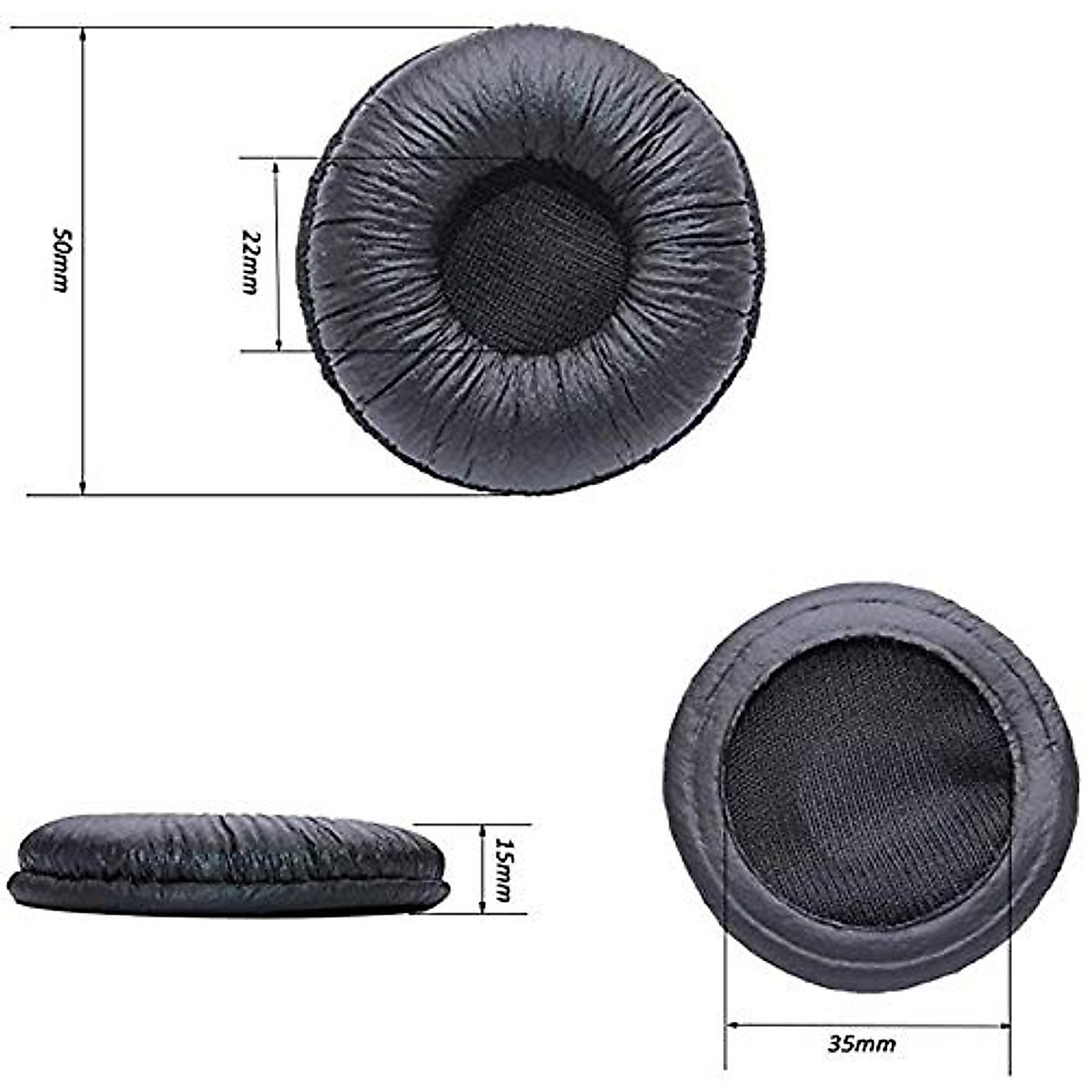 Tvoip 4 Pair Ear Cushions Leatherette Spare Replacement Earpads for Plantronics Supra Plus Encore and Most Standard Size 50mm Office Telephone Headsets H251 H251N H261 H261N H351 H351N H361 H361N