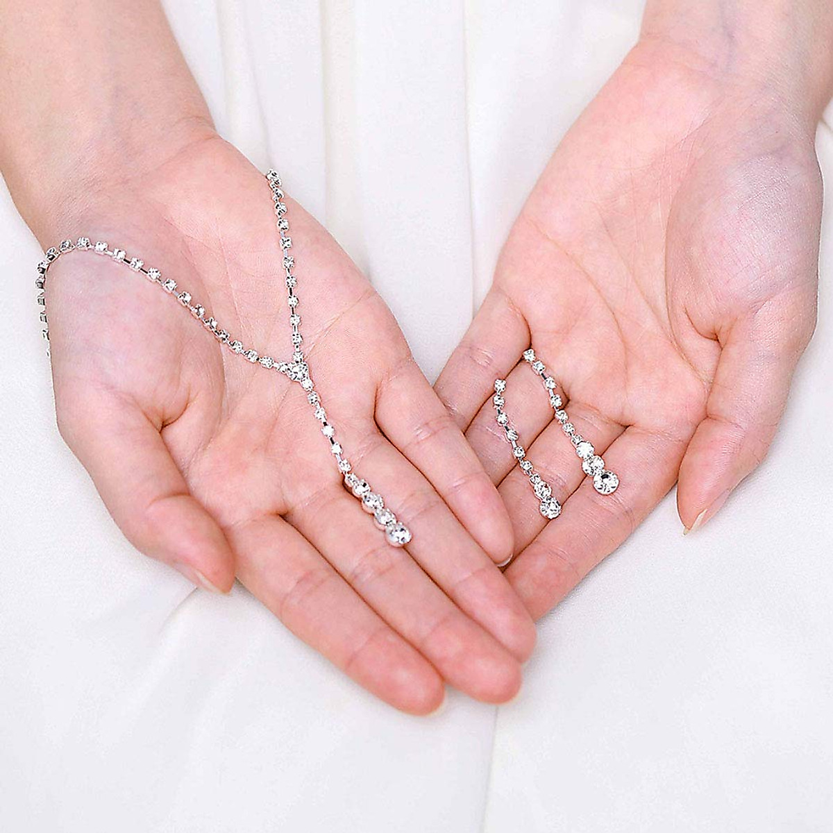 Unicra Bride Silver Bridal Necklace Earrings Set Crystal Wedding Jewelry Set Rhinestone Choker Necklace for Women and Brides (3 piece set - 2 earrings and 1 necklace)(A Silver)