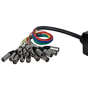 Seismic Audio - SARMSS-16x310-16 Channel XLR TRS Combo Splitter Snake Cable - 3' and 10' XLR Trunks