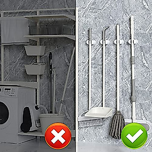 BEZOX Broom Holder, 3 PCS Wall Mount Mop Organizer Gripper, Self-adhesive Cleaning Suppliers Hanger Stands Rack for Bathroom, Kitchen, Garden, Garage Organization Storage