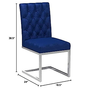 Meridian Furniture C Carlton Velvet Dining Chair, Set of 2, Navy
