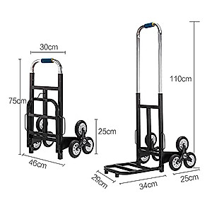 Generic Hand Trucks Heavy-Duty Steel Stair Climbing Cart, Folding Hand Truck, Multifunctional Trolley, 6-Wheel Solid Rubber Wheel Transport Cart, 100kg Load Capacity