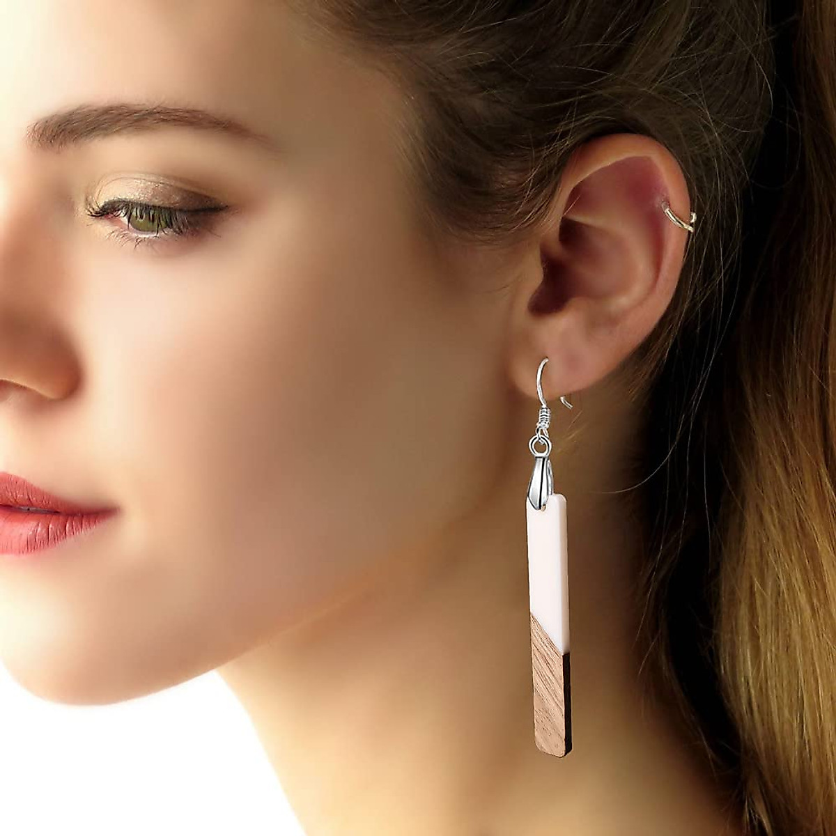 YWDREAM Wood Earring, Wooden Earrings for Women, Boho Earrings Women Dangling Statement Earrings (Black Vertical Bar)