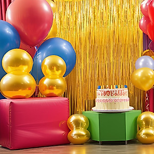 XIKSXITN 2 Pack Gold Fringe Curtains Backdrop, 3.2ftx 8.2ft Gold Streamers, Fringe Backdrop for Photo Booth Wedding Graduations Birthday Party Backdrop