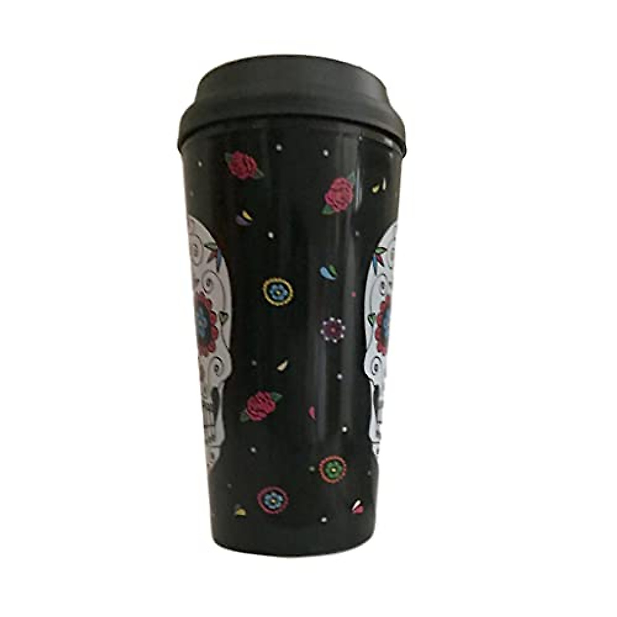 Farmhouse Treasures Day of the Dead, Sugar Skull Double Walled Travel Cups, Set of 2