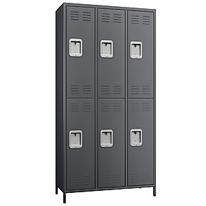 JAORD Metal Locker Storage Cabinet with 6 Doors, 72" Tall Locker for Employees, Steel Lockers for Home Office School Gym (Dark Gray)