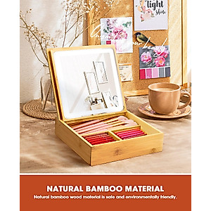 Onism Bamboo Makeup Organizer with LED Light Mirror, Cosmetic Organizer Storage for Store Cosmetics, Makeup Brushes, Jewelry, Hair Accessories, Perfect for Bathroom, Bedroom, Vanity