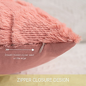 MIULEE Coral Red Throw Pillow Covers 20x20 Set of 2 Spring Decorative Farmhouse Couch Throw Pillows Boho Shells Cute Soft Plush Wool Winter Pillowcases for Bedroom Living Room Sofa