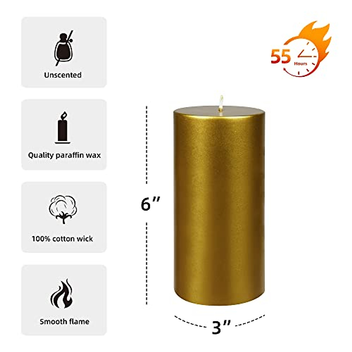 Zest Candle Pillar Candle, 3 by 6-Inch, Metallic Bronze Gold