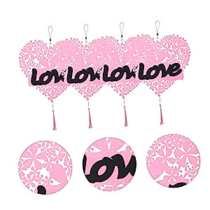 DECHOUS 4pcs Pendant Heart Pendant Romantic Gifts Christmas Decorations Indoor Hanging Felt Heart Ornaments Valentine Party Decoration Heart Banner Streamer Felt Cloth Pink Hanging Decor