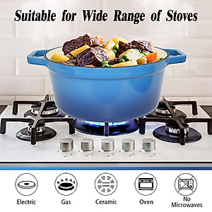 MINLUFUL Enameled Cast Iron Dutch Oven Pot with Lid - 5 Quart Round Dutch Oven Cookware Pot for Bread Baking, Stove and Oven Safe, Caribbean Blue