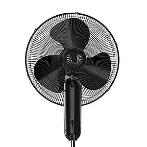 HOLMES 16" Digital Stand Fan, 80° Oscillation, 3 Speeds, 3 Modes, 7.5 Hour Timer, Adjustable Height, 30° Adjustable Head Tilt, Ideal for Home, Bedroom or Office, Remote Control, Black