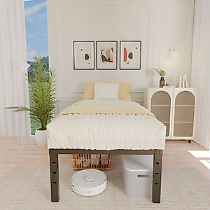 ALDRICH 18 Inch Metal Twin Bed Frame - Black Basic Steel Slats Platform, Easy Assembly Heavy Duty Noise Free Bedframes, No Box Spring Needed