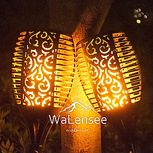 Walensee Super Large Size Solar Lights Outdoor Upgraded 43"(6 Pack) 96 LED Waterproof Flickering Flames Torch Lights Solar Spotlights Landscape Decoration Lighting Dusk to Dawn Auto On/Off Security