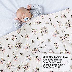 MHJY Baby Car Seat Cover, Car Seat Covers for Babies Multi-use Infant Carseat Canopy Cover for Girls Boy Nursing Breastfeeding Cover,A-White