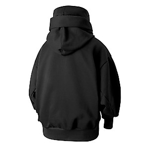 Niepce Inc Streetwear Men's Oversized Hoodie with Neck Gaiter (Black, Large)