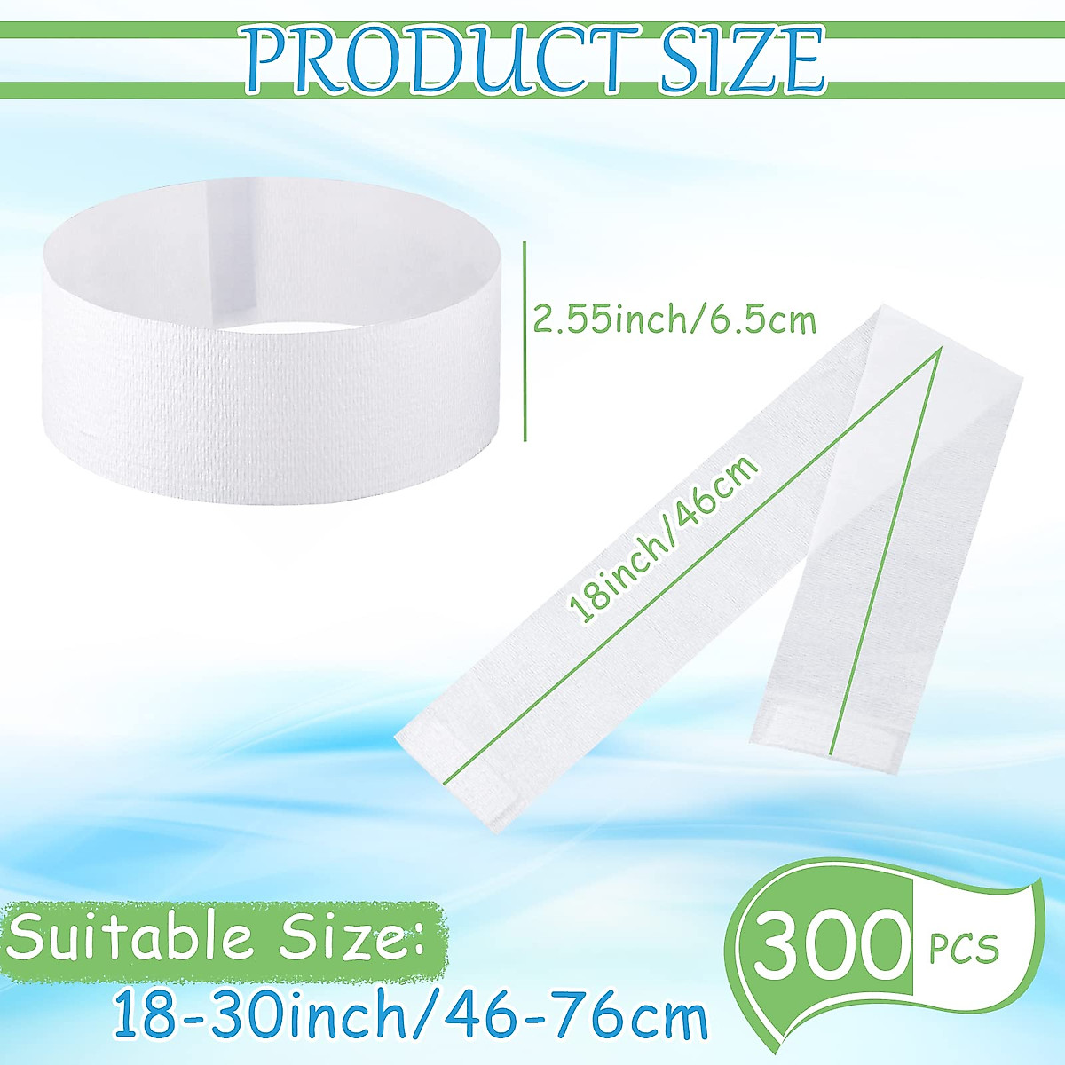 Juinte 300 Pcs Disposable Spa Facial Headbands Stretch Non Woven Spa Headbands Elastic Skincare Head Wraps Soft Skin Care Hair Band with Convenient Closure for Women Girl Makeup Salon Supplies (White)