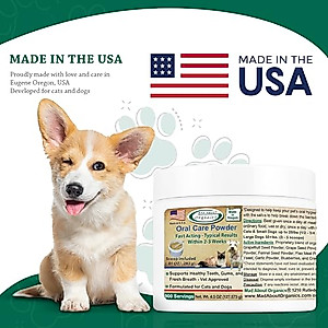 Mad About Organics Dog Dental Care Powder – 900 Servings, Large Size – Tartar and Plaque Remover, Pet Dental Cleaning Powder for Oral Hygiene and Fresh Breath, Teeth Cleaner and Canine Tooth Powder