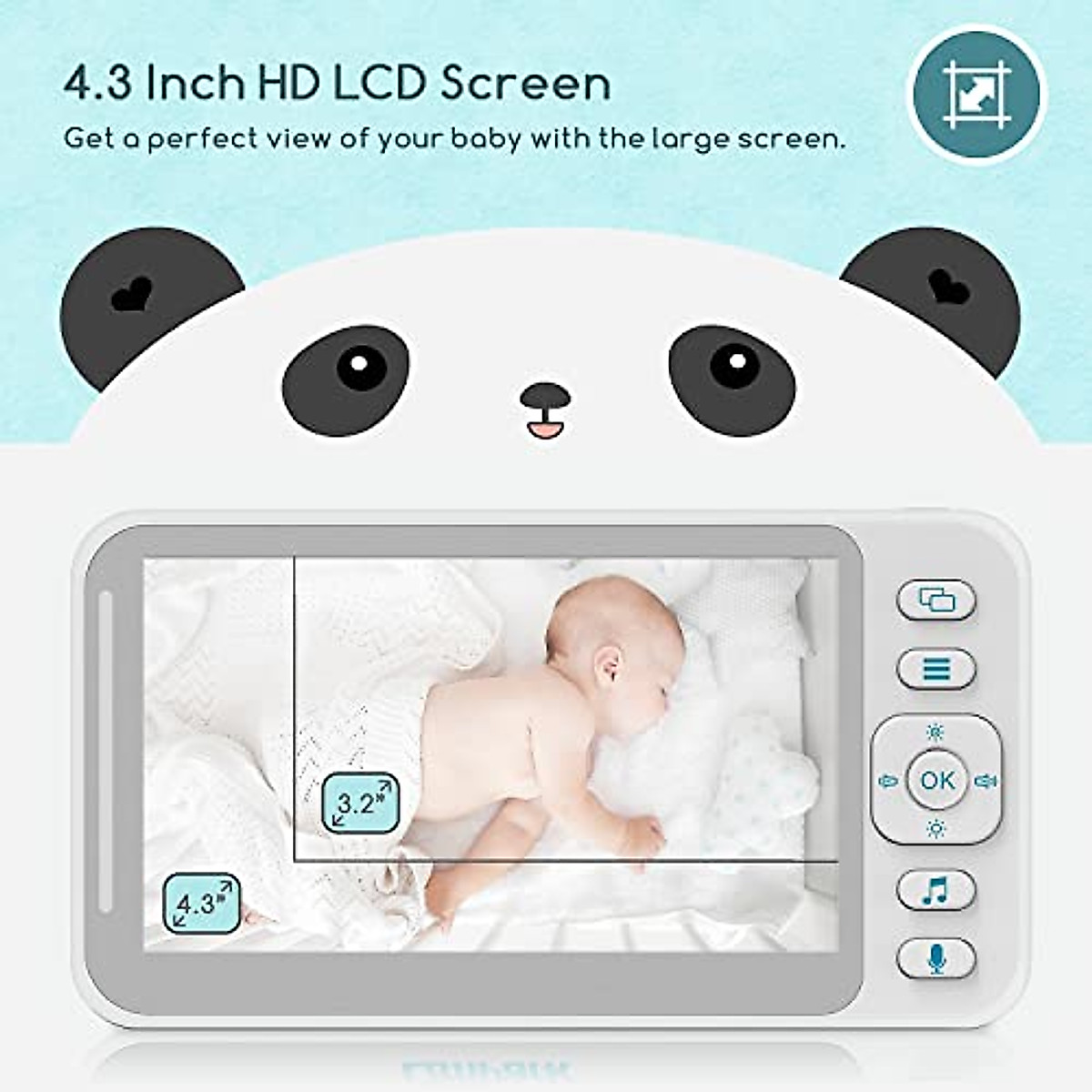 Video Baby Monitor with Camera and Audio, 4.3 inch Baby Monitor with Night Vision, 2-Way Audio Talk, Temperature Sensor, VOX Mode, 8 Lullabies, Long Range and High Capacity Battery, Ideal for New Moms
