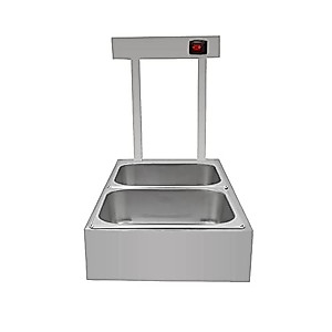 Infrared French Fry Warmer Overhead Heat Lamp Fry Warming Station with (2) Food Pan (DH-312)
