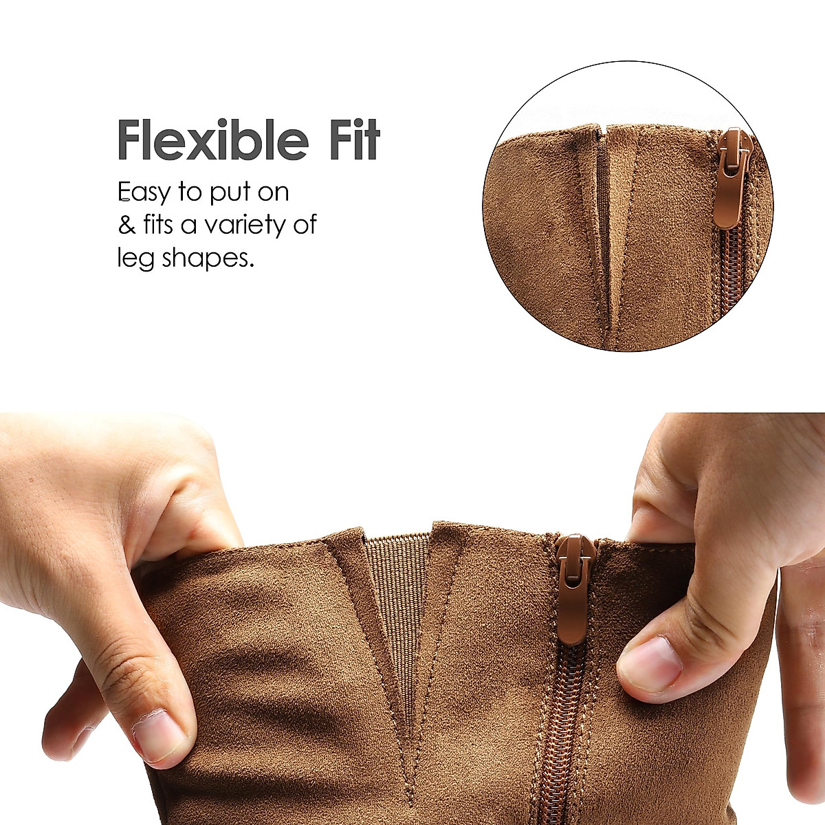 DREAM PAIRS Tall Boots For Women, Comfortable Chunky Block Heel Pointed Toe Pull On Side Zipper Suede Slouch Riding Boots, Camel, Size 7, Sdkb2308w