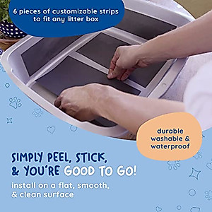 Kitty Cure Cat Scratching Manicure Strips, Scratch Liner for Litter Box, Furniture, or Any Flat Surface, Nail File for Cats, 6 Peel & Stick Scratching Strips, 3 Pairs of Strips in Different Sizes