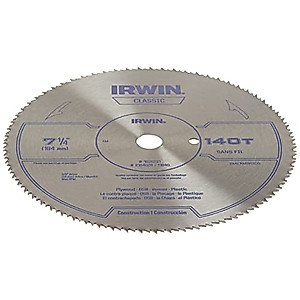 IRWIN Tools Classic Series Steel Corded Circular Saw Blade, 7 1/4-inch, 140T, .087-inch Kerf (11840)