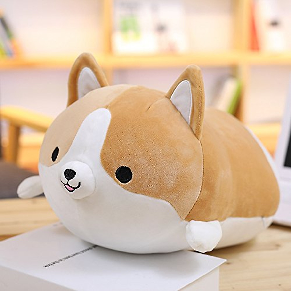Levenkeness Corgi Dog Plush Pillow, Soft Cute Shiba Inu Akita Stuffed Animals Toy Gifts (Brown, 11.8 in)