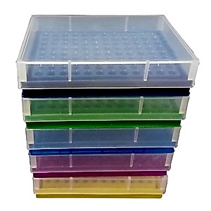 PUL FACTORY Plastic 96-Well PCR Rack for 0.2ml Micro Centrifuge Tube, Assorted Colors, Pack of 5