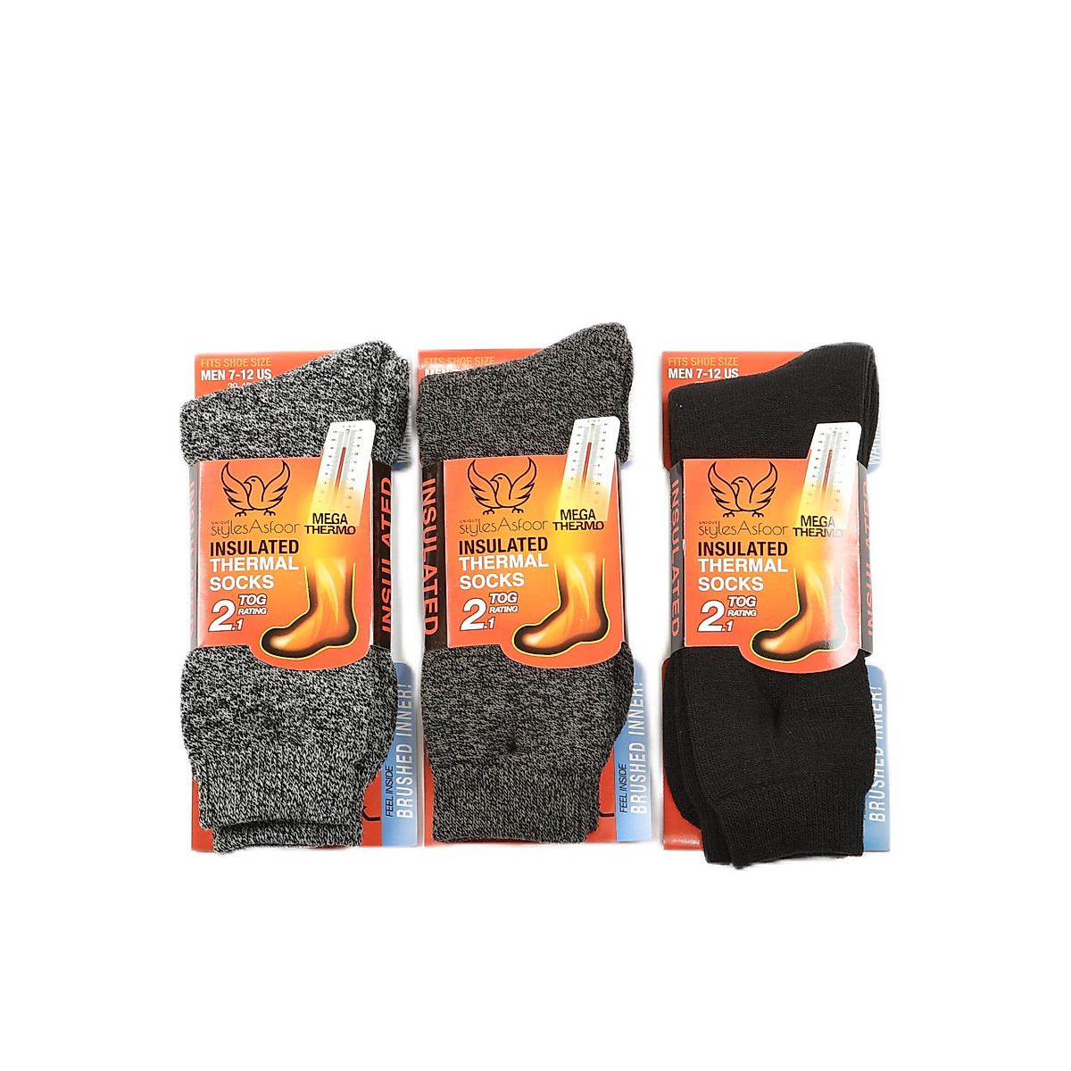 UNIQUE STYLES ASFOOR - Thermal Winter Socks for Men, Moisture-Wicking Warm Socks for Men, Hiking Socks & Ski Socks for Outdoors, 3 Pairs of Thick Socks for Men