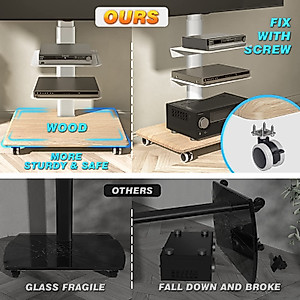 Rolling Floor TV Stand with Swivel Mount for 40-75 Inch Flat Screen/Curved TVs, 3-Shelf Heavy Duty Portable Mobile TV Cart with Wheels, Universal Tall TV Mount Trolley for Home and Office, White