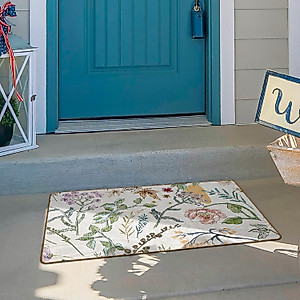 ETYZE Boho Welcome Mat Front Door Mat, Vintage Floral Kitchen Mat, Rustic Rubber Backing Entrance Seasonal Outdoor Indoor Doormat, 30x17 Inch