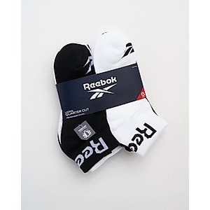Reebok Women's Comfort Cushioned Athletic Quarter Cut Socks (6 Pack), Size 4-10, BlackWhite