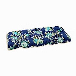 Pillow Perfect Outdoor/Indoor Daytrip Pacific Tufted Loveseat Cushion, 1 Count (Pack of 1), Blue