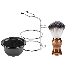 Aethland Mens Shaving Brush Kit, Soft Hair Shaving Brush, Stainless Steel Shave Brush Holder & Acrylic Soap Bowl Mug for Men Barber Shave Kit