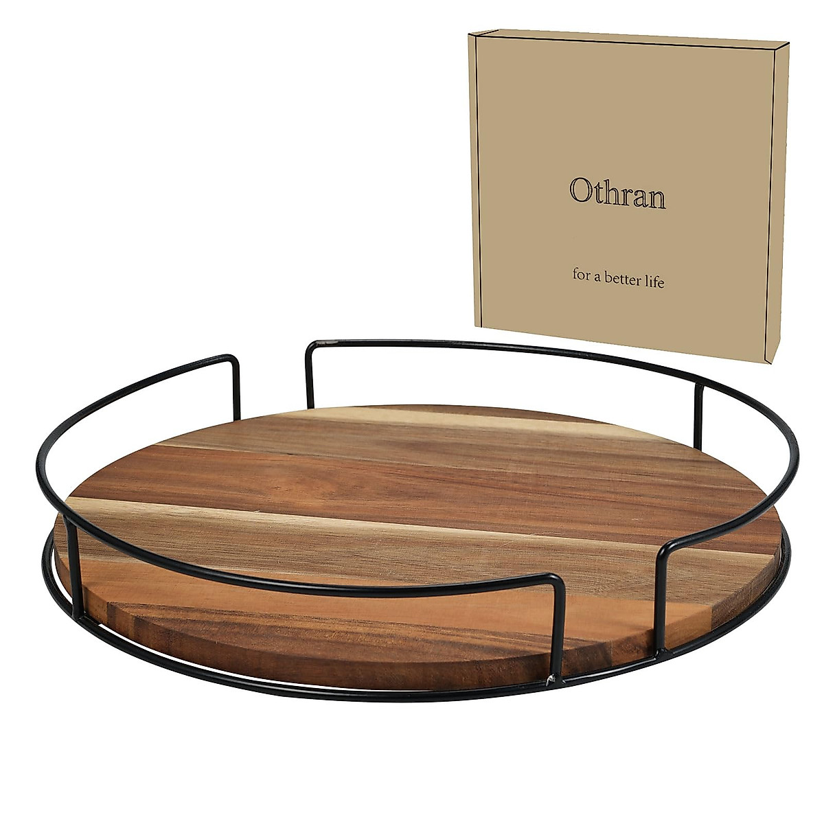 Lazy Susan Organizer, Othran Wood Lazy Susan for Table 13-inch Kitchen Organizer Lazy Susan Organizer for Cabinet Spice Fridge Pantry Countertop, 360 Degree Turntable