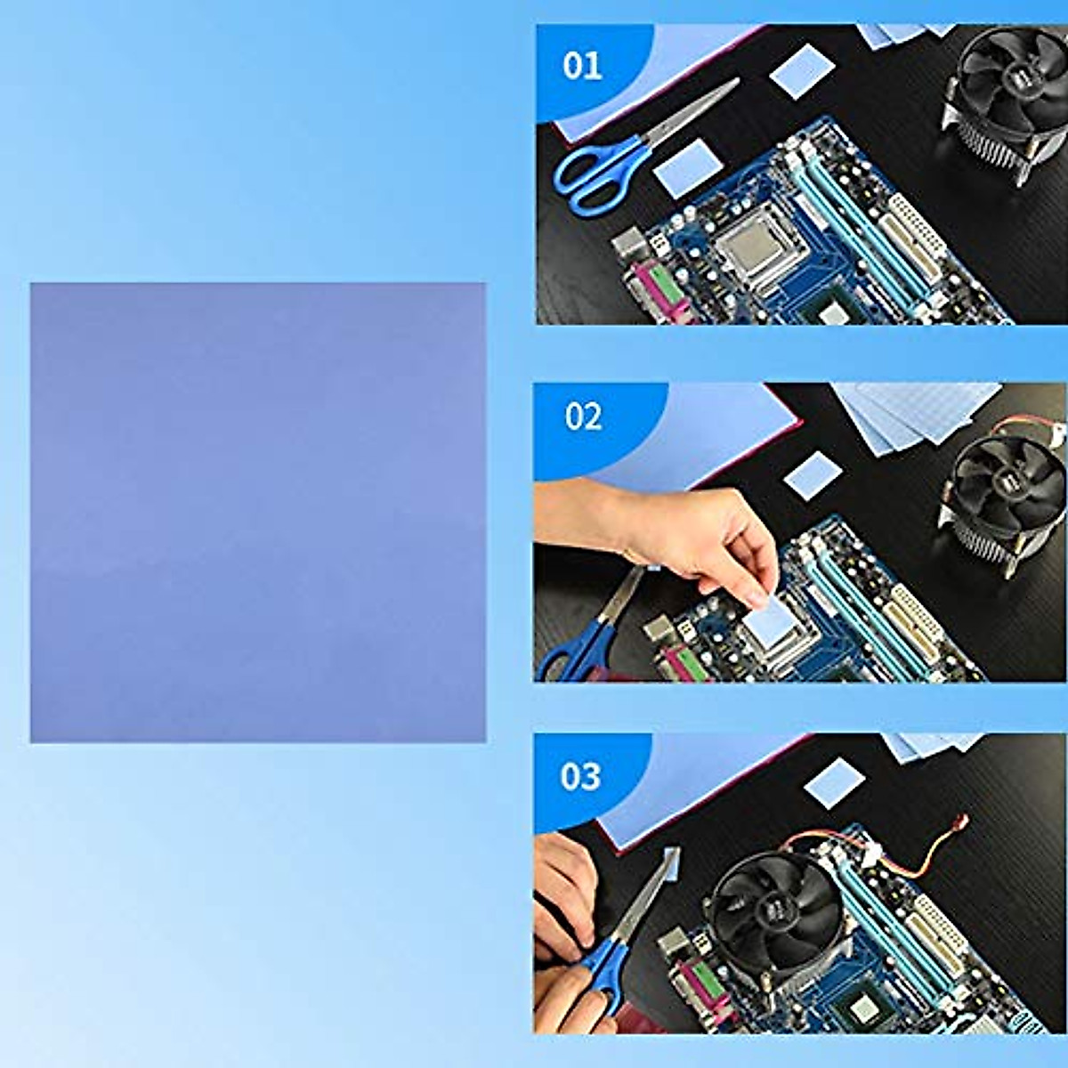 Thermal Pad,200x200x3mm 6W/m.k Thermal Conductivity,with Good efficient Heat Dissipation Performance for Laptop Heatsink/CPU/GPU/SSD/IC/LED Cooler