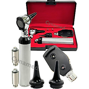 Student Home Use Excellent Otoscope Kit Set Led Otoscope 3.5v Black with Hard Case Plus Extra Replacement Bulb Plus Specula Cynamed