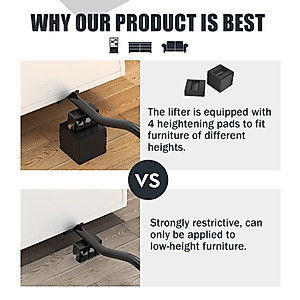 SOYO Furniture Dolly Movers with Lifter, Moving Dollies with Wheels Heavy Duty 500 LB Load Capacity, 6-Inch Steel Tri-Dolly, 3 Wheel Roller Move Tools Lifting Equipment, 4 Pack, Black