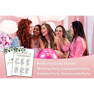 OZTEMETY Bridal Shower Games - Greenery Engagement Party Game Cards For Wedding, Bachelorette Party - Bridal Shower Decorations, 30 Cards(011)