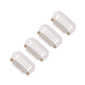 24 pcs/lot 28mm 8-teeth Metal Hair Extension Clips with Rubber Snap Closures for Hairpieces (Blonde)